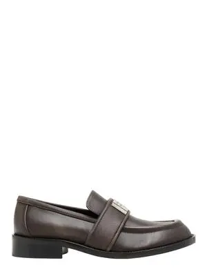 Acne Studios Leather Loafers With Engraved Logo - Black