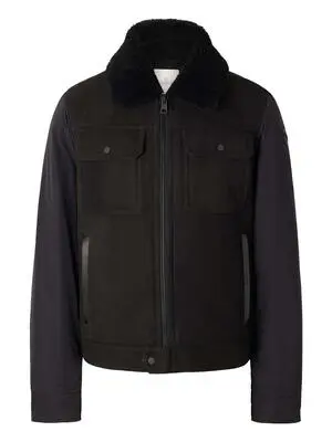 Moncler Zerique Shearling-trimmed Leather Jacket - Black
