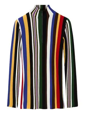 Loewe Striped Print High-neck Long-sleeved Top - Black