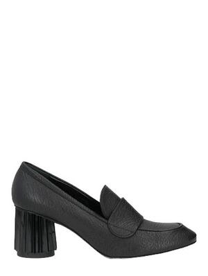 Agl Leather Loafers With Geometric Heel - Black