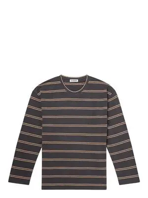 JIL SANDER Logo-embroidered Striped Cotton-jersey T-shirt - Brown