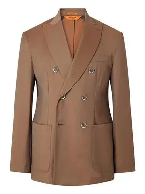 Barena Venezia Double-breasted Virgin Wool Gabardine Suit Jacket - Brown