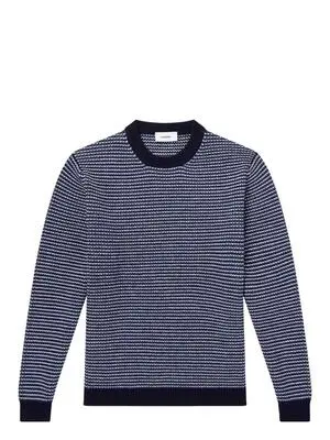 LARDINI Striped Wool And Cashmere-blend Sweater - Blue