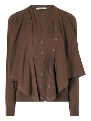 LEMAIRE Wool-blend Cardigan With Trompe-l'ail Detailing - Brown