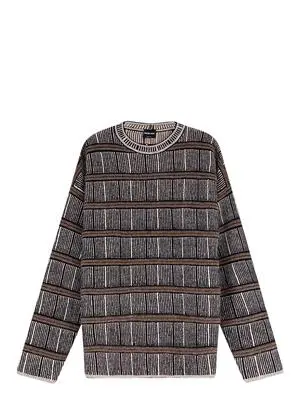 Giorgio Armani Striped Virgin Wool And Silk Oversized Crewneck Sweater - Nero