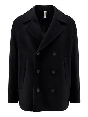 HEVO Double-breasted Virgin Wool Blend Coat - Black