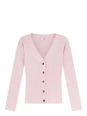 Max Mara Ribbed Wool And Cashmere V-neck Cardigan - Pink
