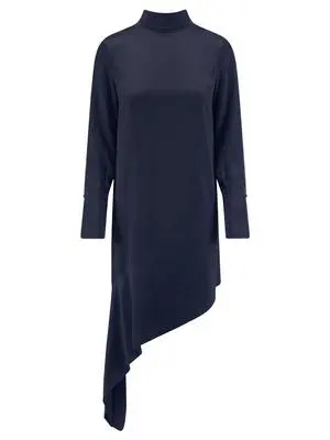 SEMICOUTURE Asymmetric Satin Dress - Blue