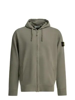 Stone Island Organic Cotton Sweatshirt With Lateral Logo Patch - Green