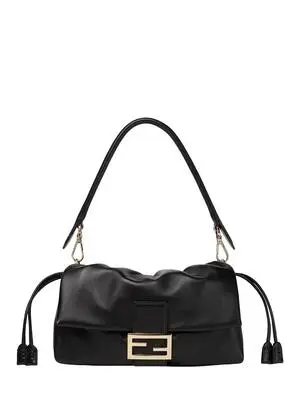 Fendi Baguette Soft Medium Leather Shoulder Bag - Black