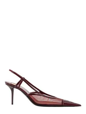 Saint Laurent Renée Mesh Pump With Cassandre Toe - Red