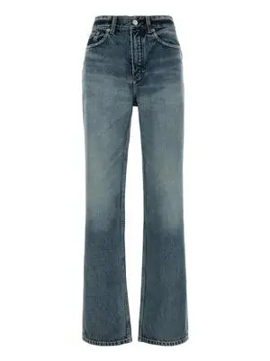 Alaïa High Waisted Stonewashed Denim Jeans - Blue