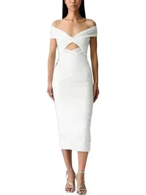 Bardot Priah Ruched Cut-out Midi Dress - White