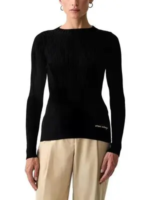 Armani Exchange Logo-embroidered Crew-neck Sweater - Black