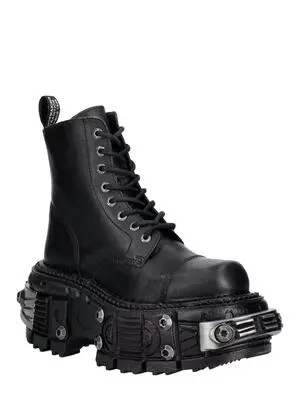 NEW ROCK Metallic Platform Boots - Black
