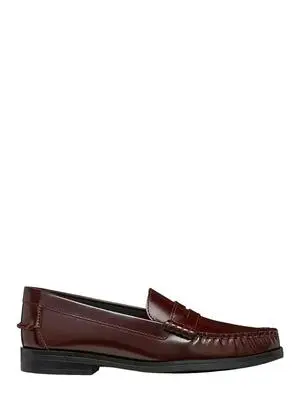 Geox Polished Finish Penny Loafers - Red