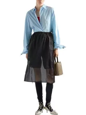 Prada Cotton Organdy Midi Skirt - Black