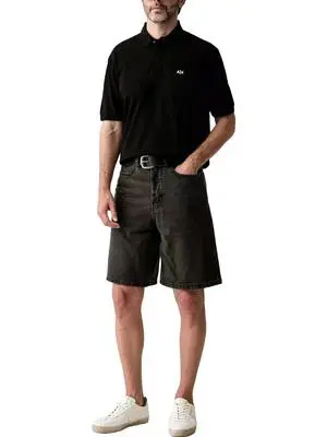 Armani Exchange Logo-print Short-sleeve Polo Shirt - Black