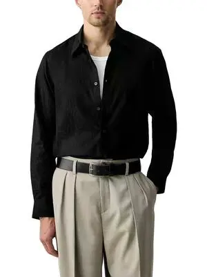 Armani Exchange Logo-jacquard Long-sleeved Shirt - Black