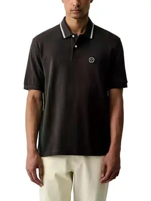 Armani Exchange Logo-patch Tipped Polo Shirt - Brown