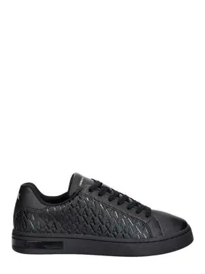 Armani Exchange Embossed Logo Lace-up Sneakers - Black