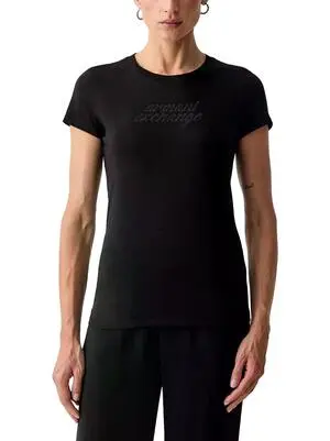 Armani Exchange Rhinestone Logo T-shirt - Black