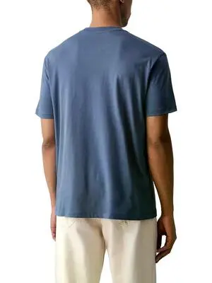 Armani Exchange Logo-embroidered T-shirt - Blue