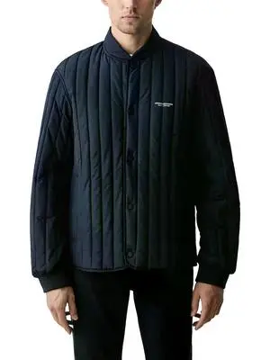 Armani Exchange Quilted Logo Print Jacket - Blue