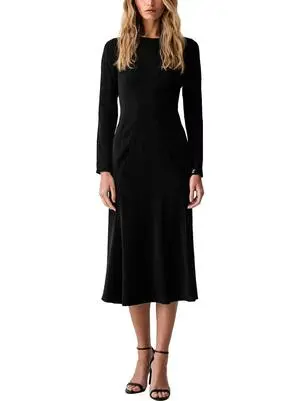Armani Exchange Long-sleeved Midi Dress - Black
