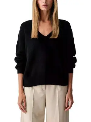 American Vintage Damsville V-neck Knitted Sweater - Black