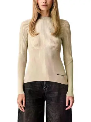 Armani Exchange Ribbed Logo-embroidered Sweater - Neutrals