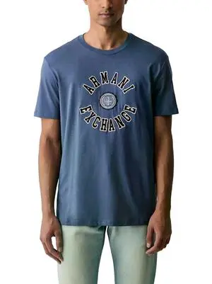 Armani Exchange Logo-patch Cotton T-shirt - Blue
