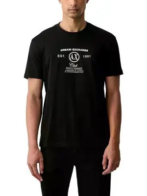 Armani Exchange Logo-embroidered T-shirt - Black