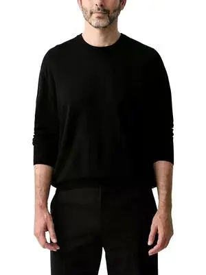 Armani Exchange Crew Neck Sweater With Logo Patch - Black