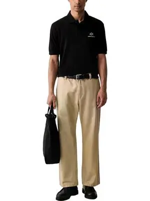 Armani Exchange Logo-embroidered Polo Shirt - Black