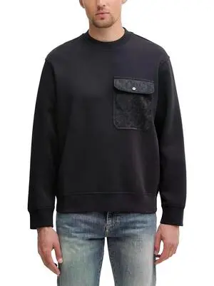 Armani Exchange Logo Pattern Crew Neck Sweater - Black