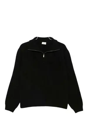 Saint Laurent Ribbed Knit Zip-up Sweater - Black