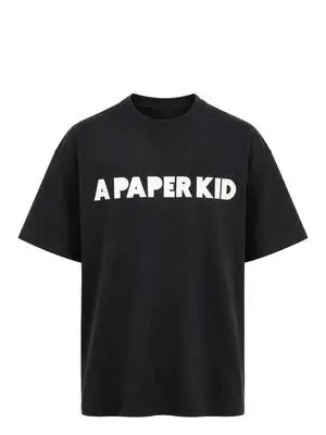 A PAPER KID Logo-print Crew-neck T-shirt - Black