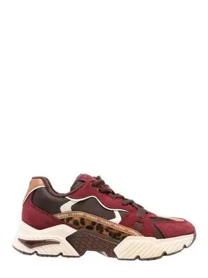 Guess Panelled Leopard Print Sneakers - Red