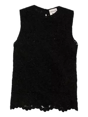SEMICOUTURE Crochet Knit Vest - Black