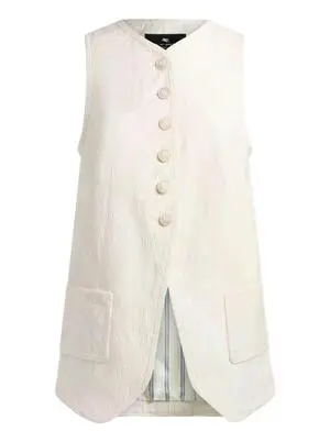 ETRO ETRO Waistcoat In Stretch Cotton-Blend Jacquard With Rebrodé Lace