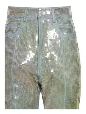 Rick Owens Bolan Sequin Bootcut Jeans - Silver