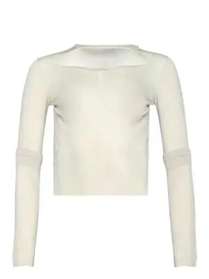 Rick Owens Cutout Cropped Knitted Sweater Neutrals