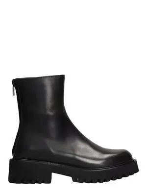 FABIO RUSCONI Fabio Rusconi Leather Rear-Zip Chunky Ankle Boots