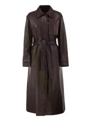 HERNO Herno Belted Leather-Effect Trench Coat