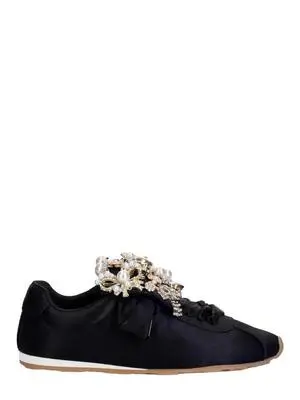 Jeffrey Campbell Shelter Crystal-embellished Faux-pearl Sneakers - Black