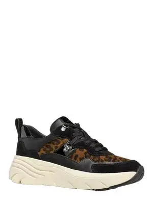 Geox Diamanta Leopard-print Panelled Sneakers - Black