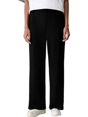 Armani Exchange Logo-embroidered Wide Leg Track Pants - Black