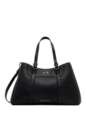 Armani Exchange Tote Bag With Logo Detail - Black
