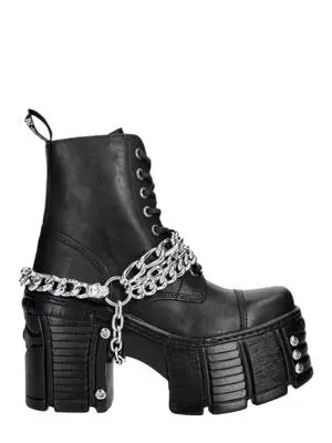 NEW ROCK Chain-detail Platform Boots - Black